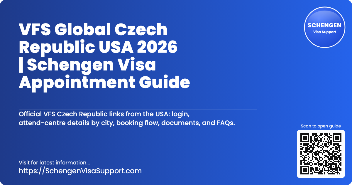 VFS Czech Republic Visa from USA 2026 — Book Appointment