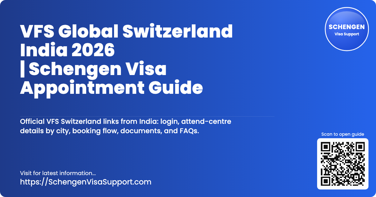 Switzerland Schengen Visa from India 2026 — €80 Fee, VFS Appointment Guide